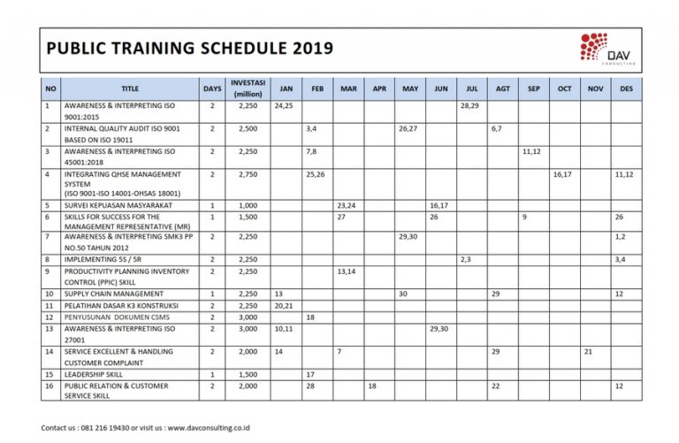 Public Training – DAV Consulting